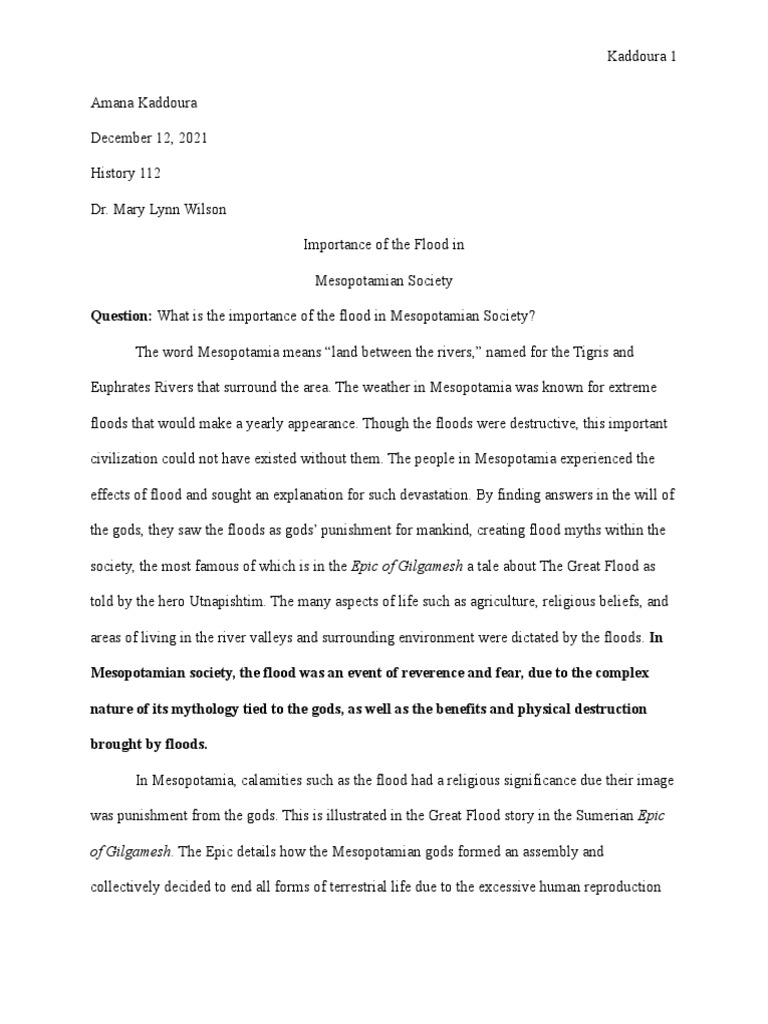 Importance of The Flood in Mesopotamian Society | PDF | Flood Myth ...