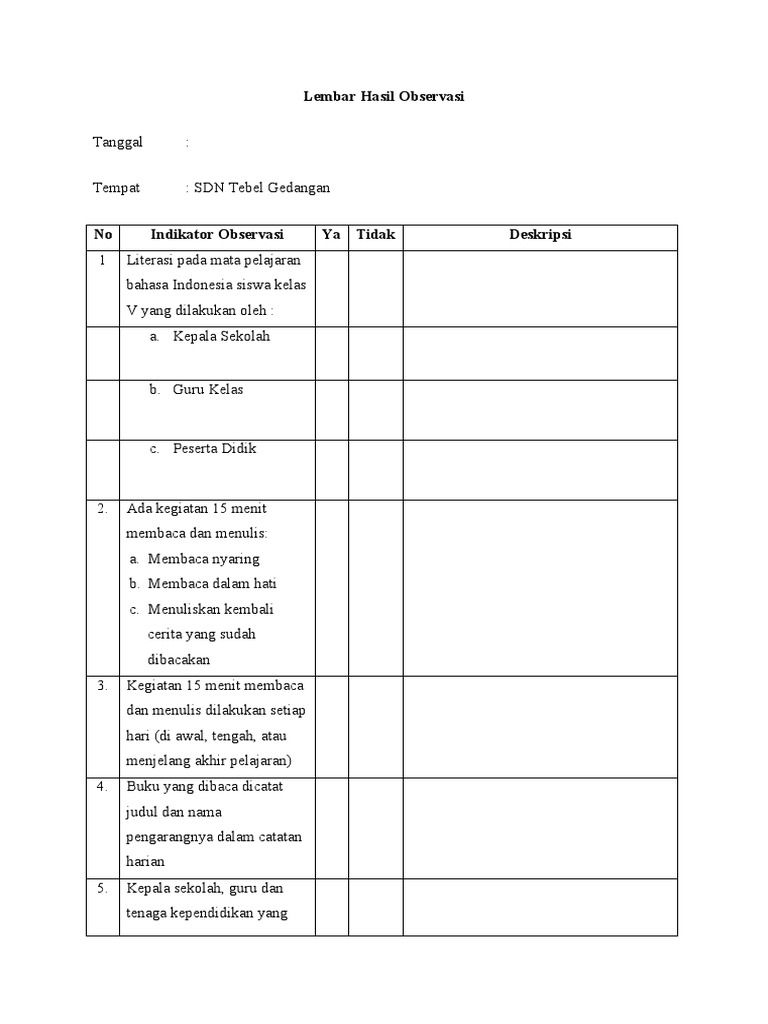 Lembar Hasil Observasi | PDF