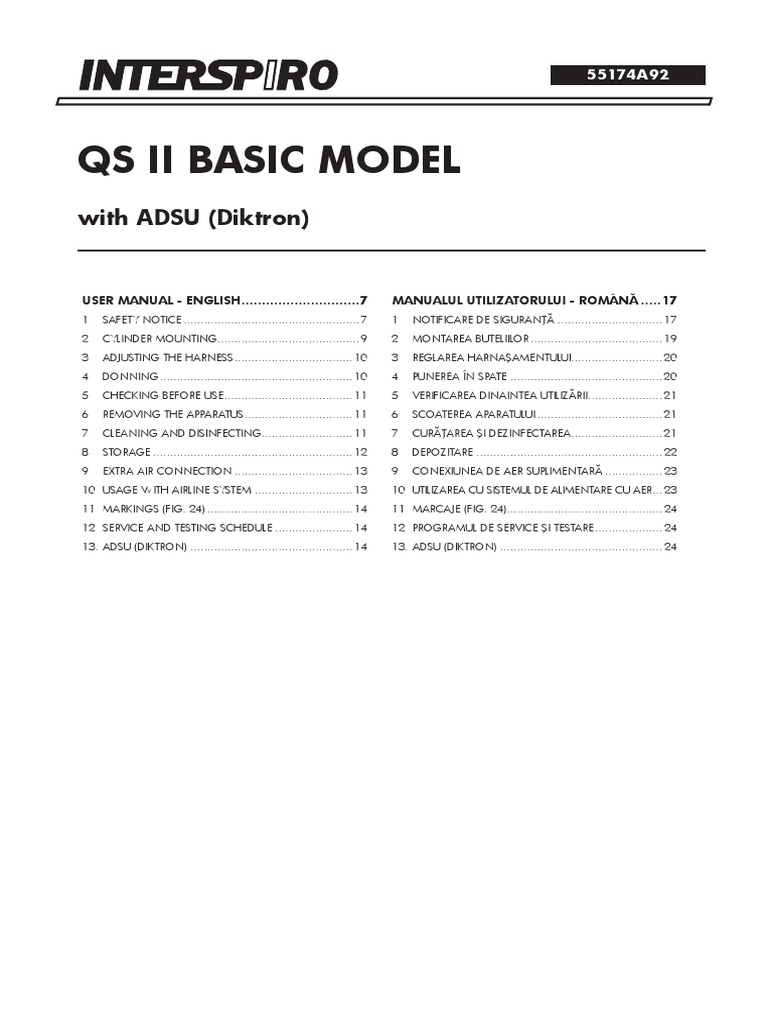 55174A92 QS II Basic Model With ADSU (Diktron) User Manual EN | PDF | Valve | Equipment