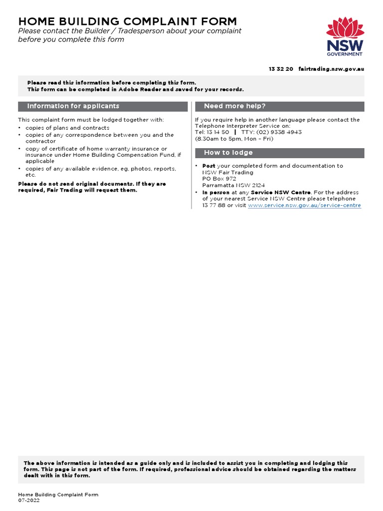 Lodge Home Building Complaint | PDF | Privacy | Information