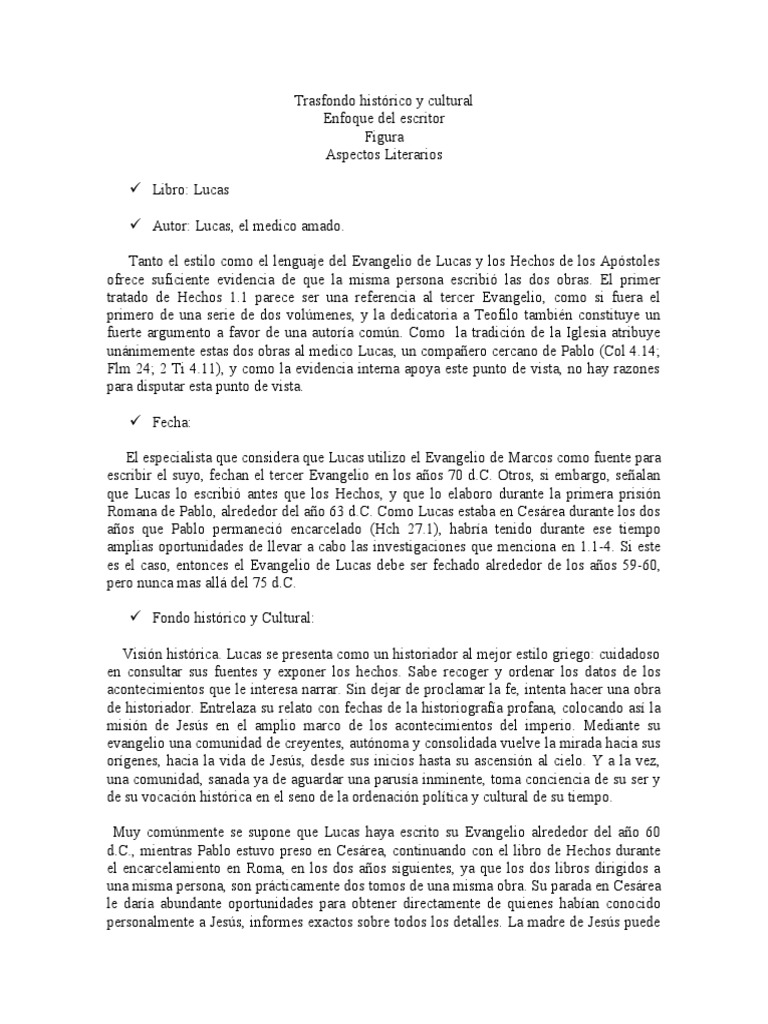 Lucas: Historia y Mensaje Mesiánico | PDF | Jesús | Evangelio De Lucas