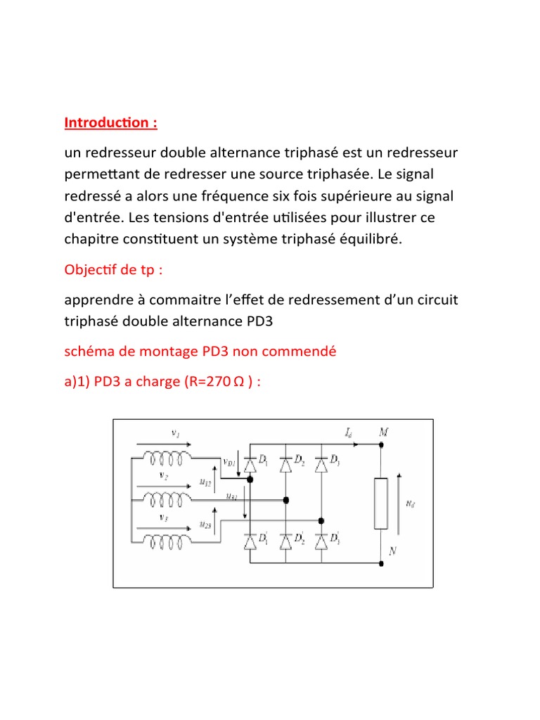 Redresseur Triphasé : Analyse et Calculs | PDF