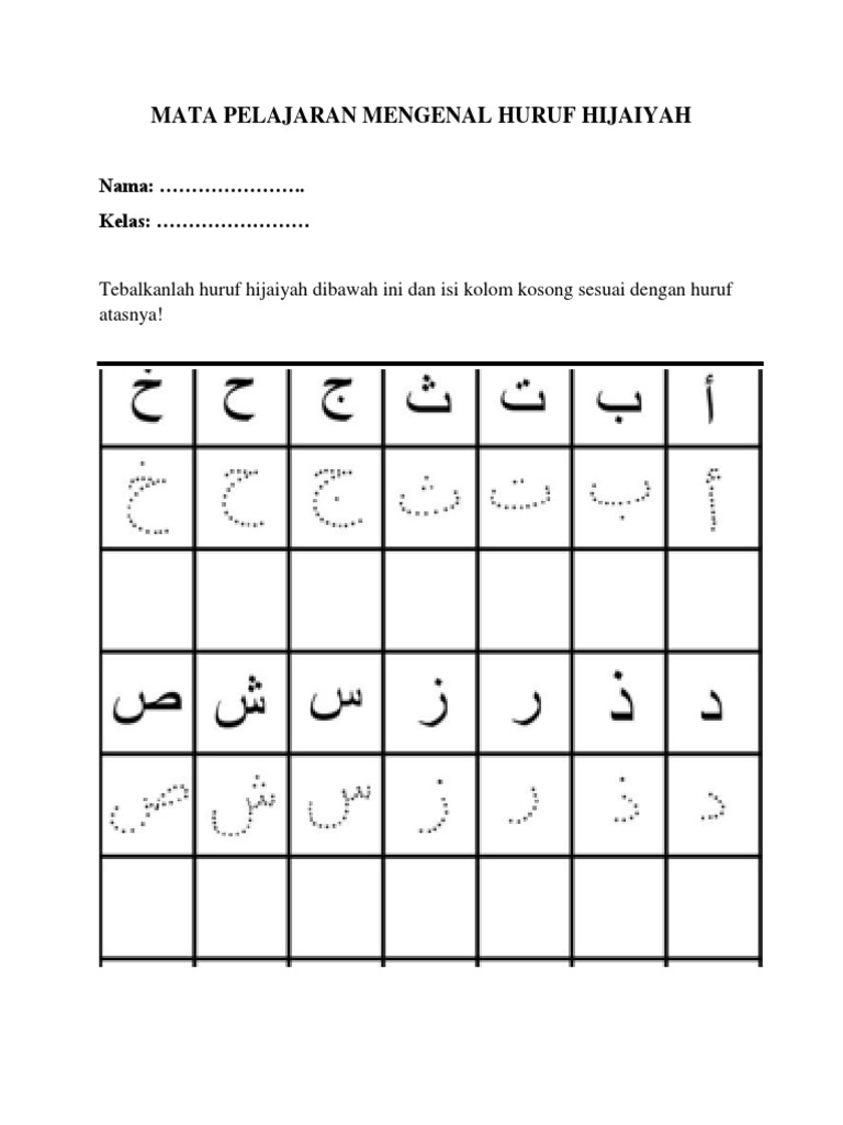 Mata Pelajaran Mengenal Huruf Hijaiyah | PDF