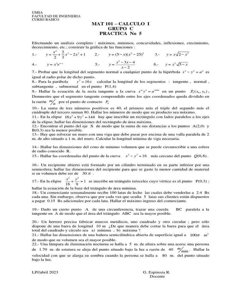 MAT 101-Tarea-No5-2023-1 | PDF | Triángulo | Elipse