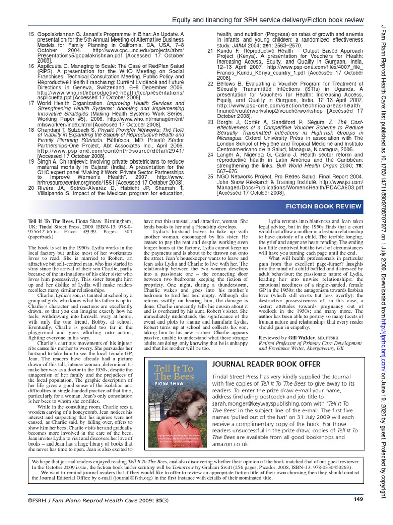 Tell It To The Bees | PDF | Human Reproduction | Social Institutions