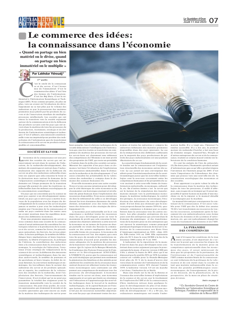 Le Commerce Des Idées: La Connaissance Dans L'économie | PDF ...