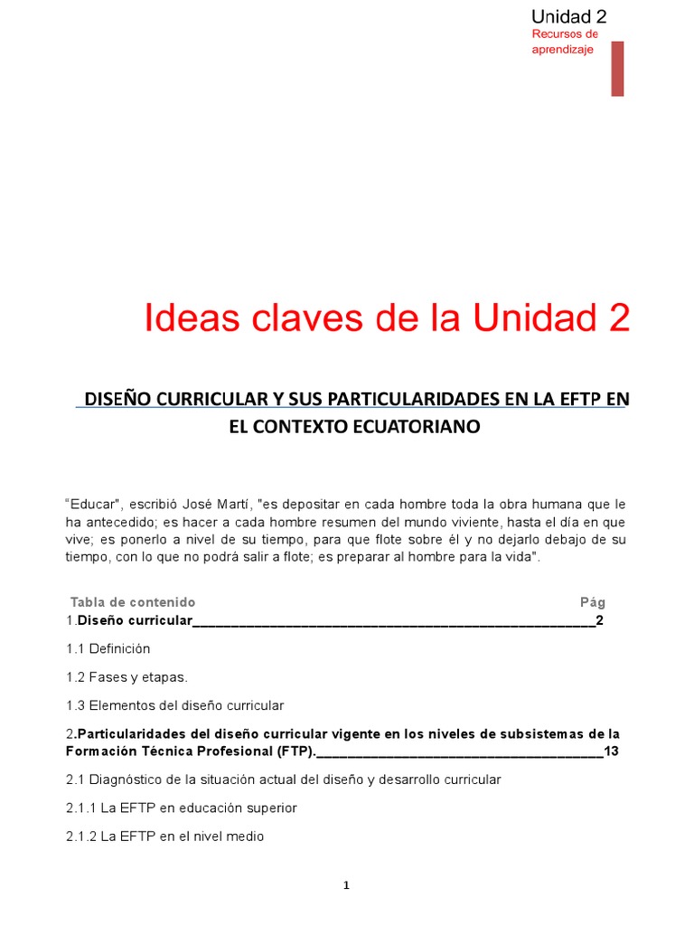 Formato de Ideas Clave - U - 2 OK | PDF | Plan de estudios | Diseño