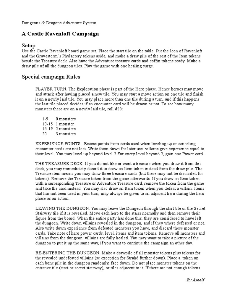 Castle Ravenloft Campaign Guide | PDF | Role Playing Games | Tabletop Games