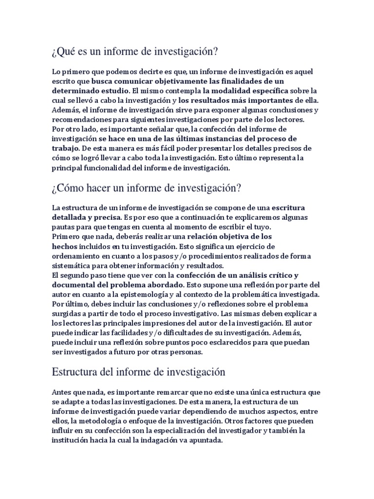 Qué Es Un Informe de Investigación | PDF | Ciencia cognitiva | Science