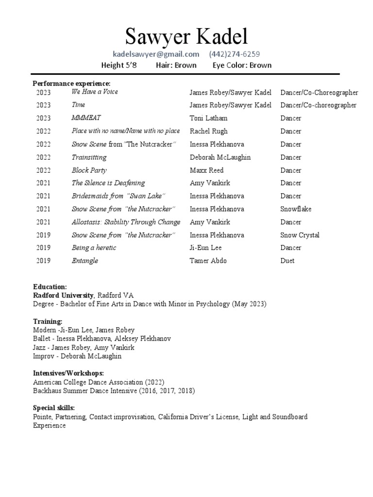 Performance Resume | PDF