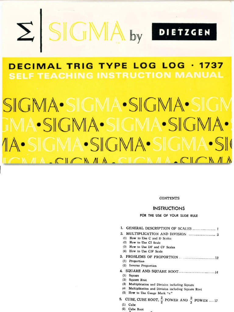 Dietzgen 1737 Manual | PDF | Trigonometric Functions | Logarithm