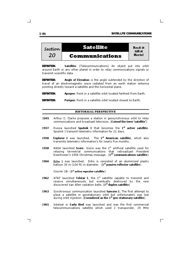 Satellite Communications EST Superbook PDF | PDF | Communications Satellite | Channel Access Method