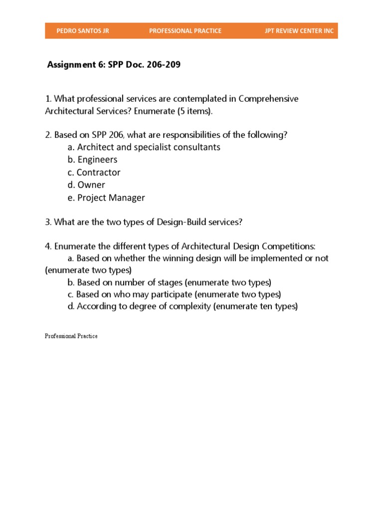 PROFPRAC Pedro Assignment 6 SPP Doc 206-209 | PDF