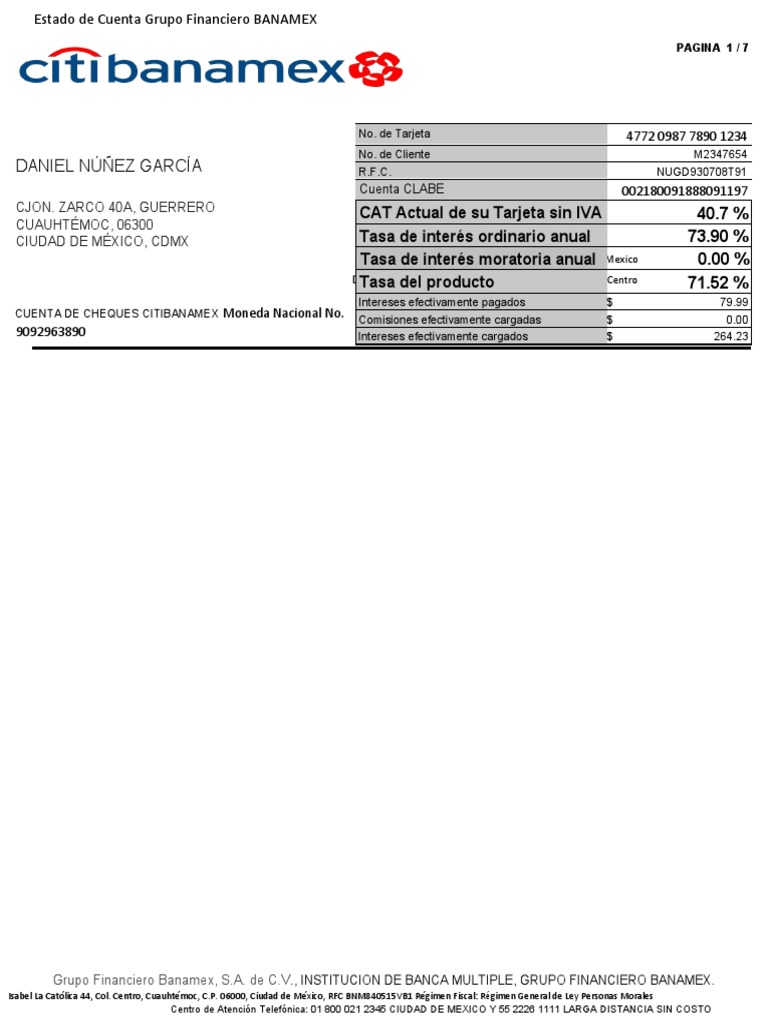 Estado de Cuenta Banamex | PDF | Tarjeta de crédito | Bancos
