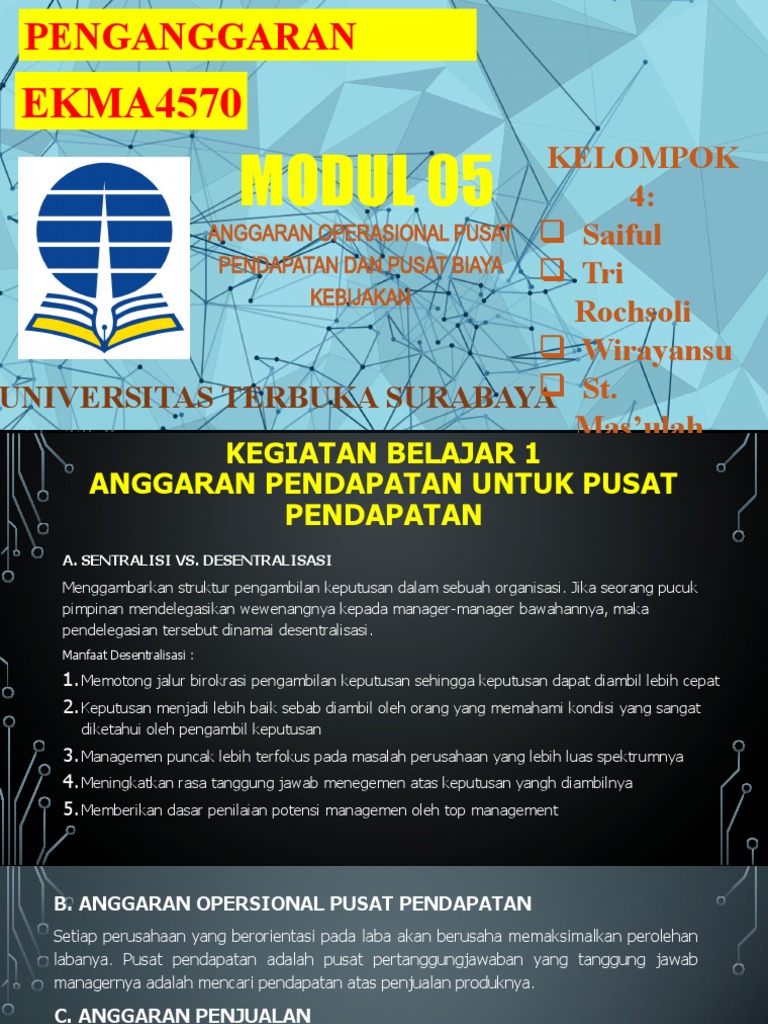 Presentasi Penganggaran Modul 5 Kelompok 4 | PDF