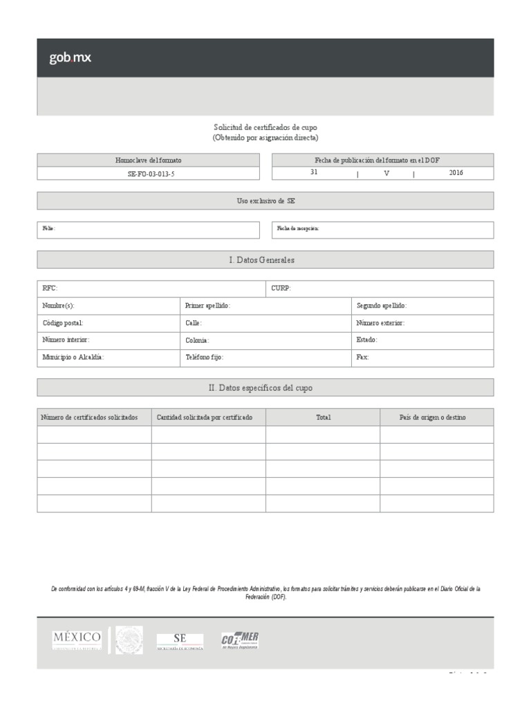 Solicitud de Certificados de Cupo | PDF | Privacidad de la información ...