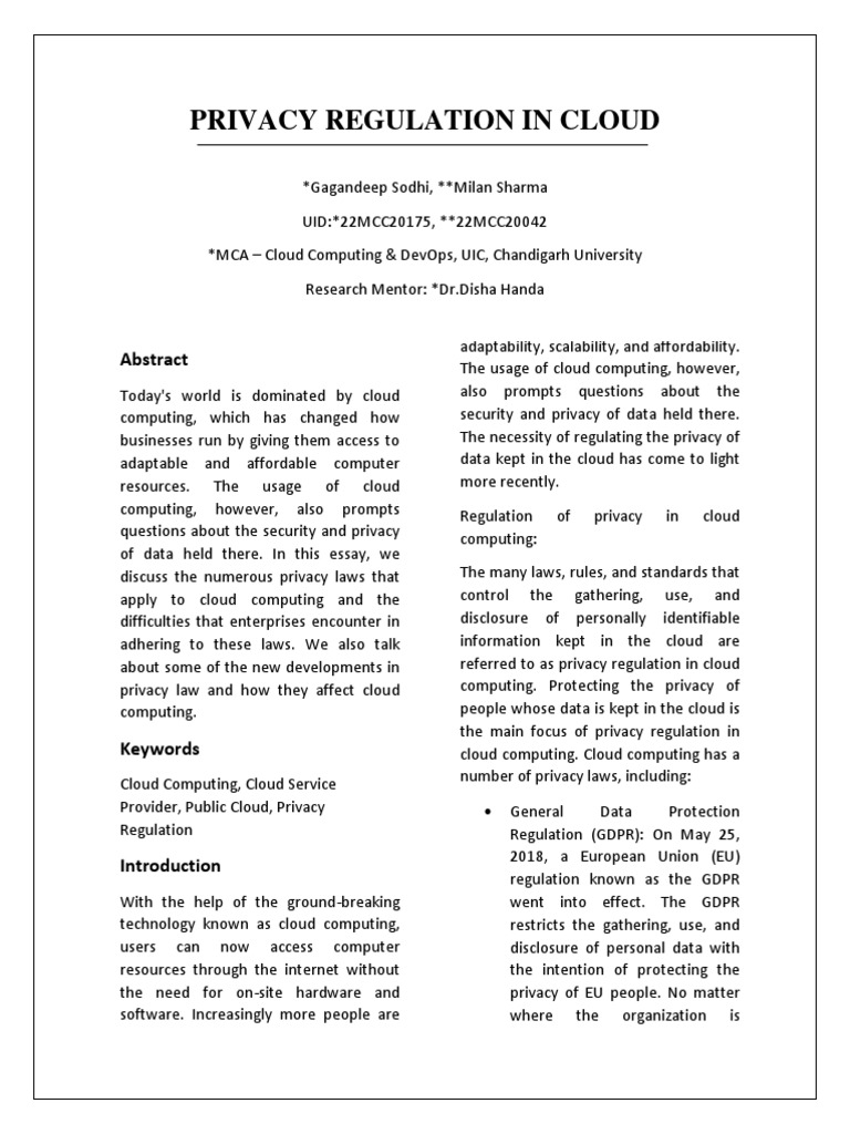 Milan Sharma Research Paper | PDF | Privacy | Cloud Computing
