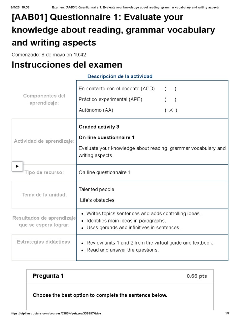 Knowledge Evaluation Questionnaire 1 | PDF | Vocabulary | Learning