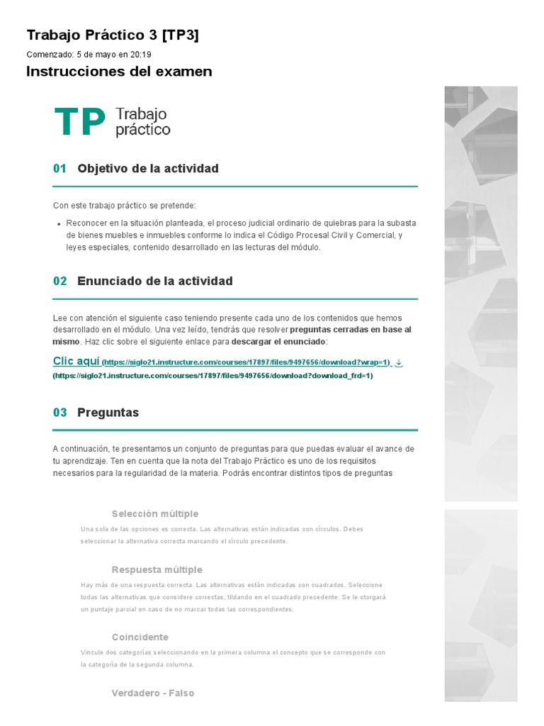 Examen - Trabajo Práctico 3 (TP3) 100-100 | PDF