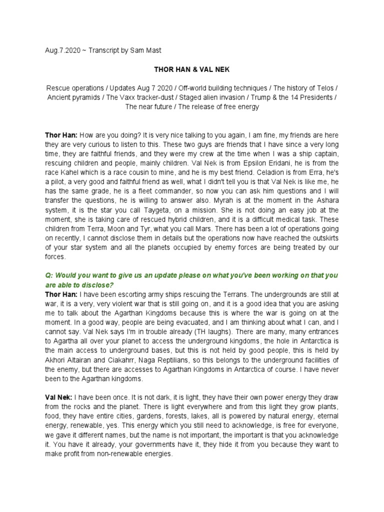 Thor Han & Val Nek: Agarthan Insights | PDF | Young Adult