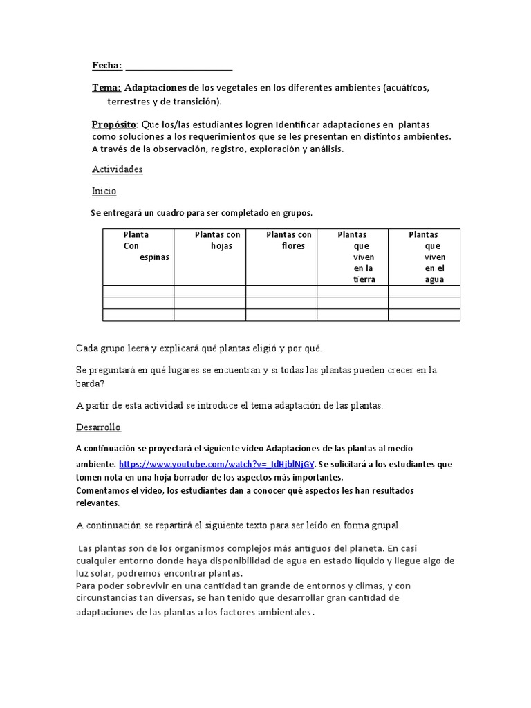 Adaptaciones de Las Plantas | PDF | Plantas | Hoja