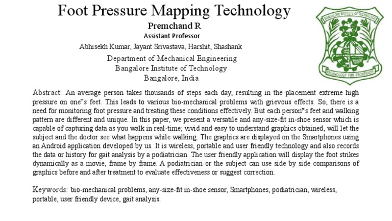 Foot Pressure Mapping Sensor Tech | PDF