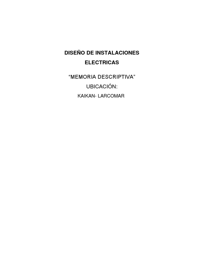 Memoria Descriptiva Iiee Kaikan | Descargar gratis PDF | Cableado eléctrico | Diseño