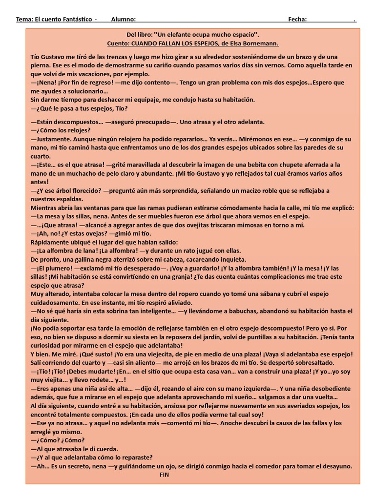 Cuento Fantastico Pdf