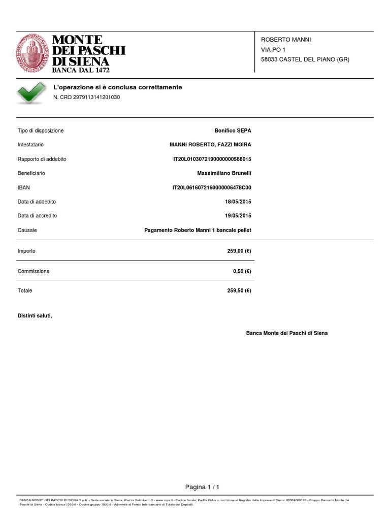 Bonifico Italia (SEPA) | PDF
