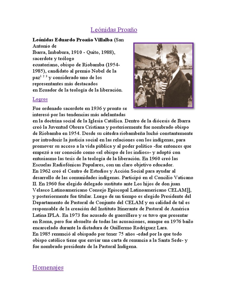 Leónidas Proaño | PDF | Familias denominacionales cristianas | Iglesia ...