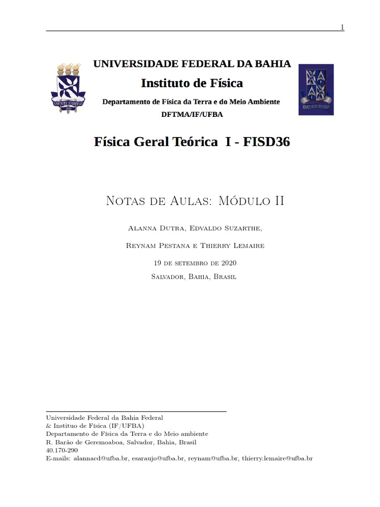 Notas Aulas Módulo II Final | PDF | Cinemática | Velocidade