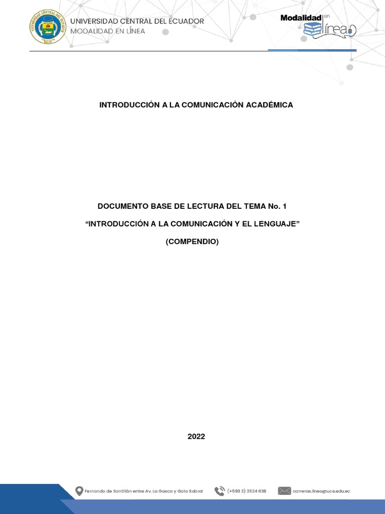 Documento Base de Lectura 1 | PDF | Comunicación | Comunicación no verbal Documento Base de Lectura 1 | PDF | Comunicación | Comunicación no verbal