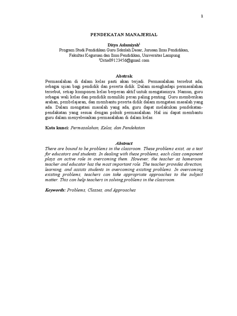 Ditya Aslamiyah - 2113053291 - Artikel Pengelolaan Kelas - PGSD 3e | PDF