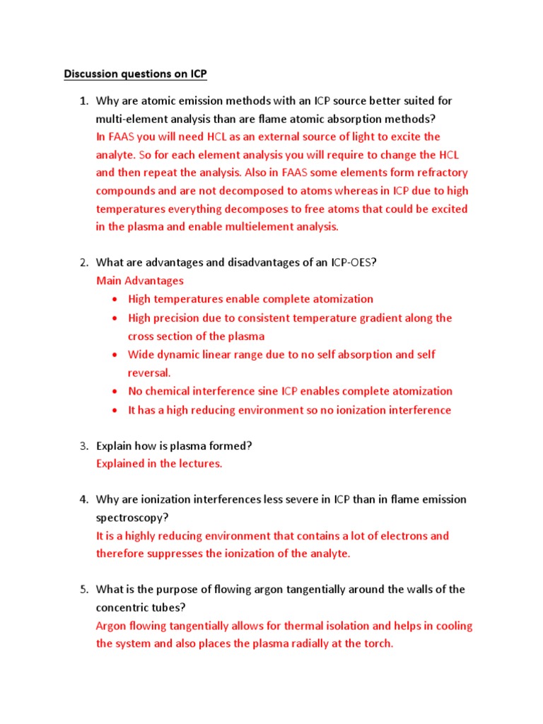 Tutorial Answers on ICP Atomization Techniques.pdf | PDF