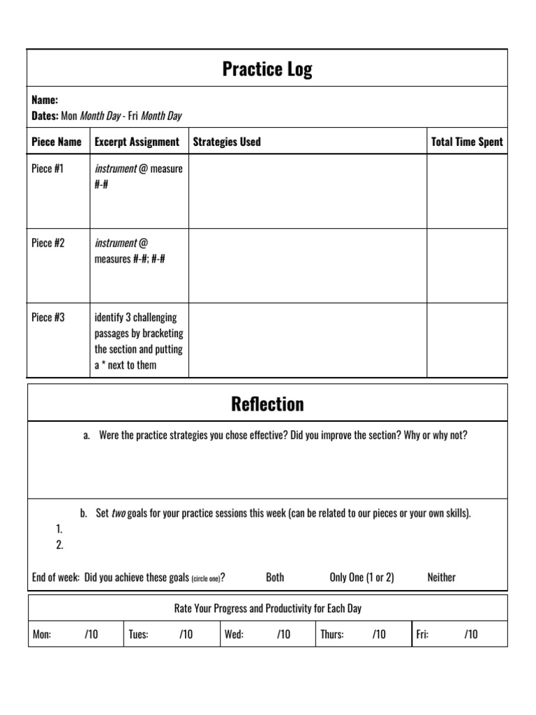 Practice Log | PDF | Tempo | Cognition