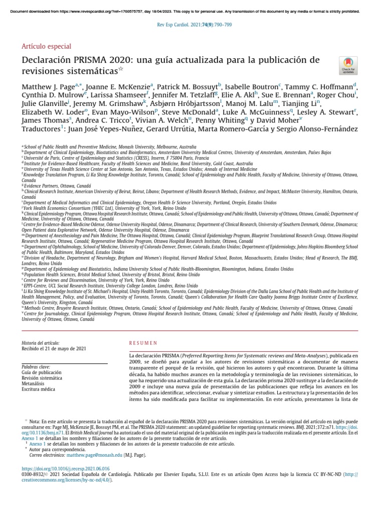 Declaración PRISMA | PDF | Wellness | Science & Mathematics