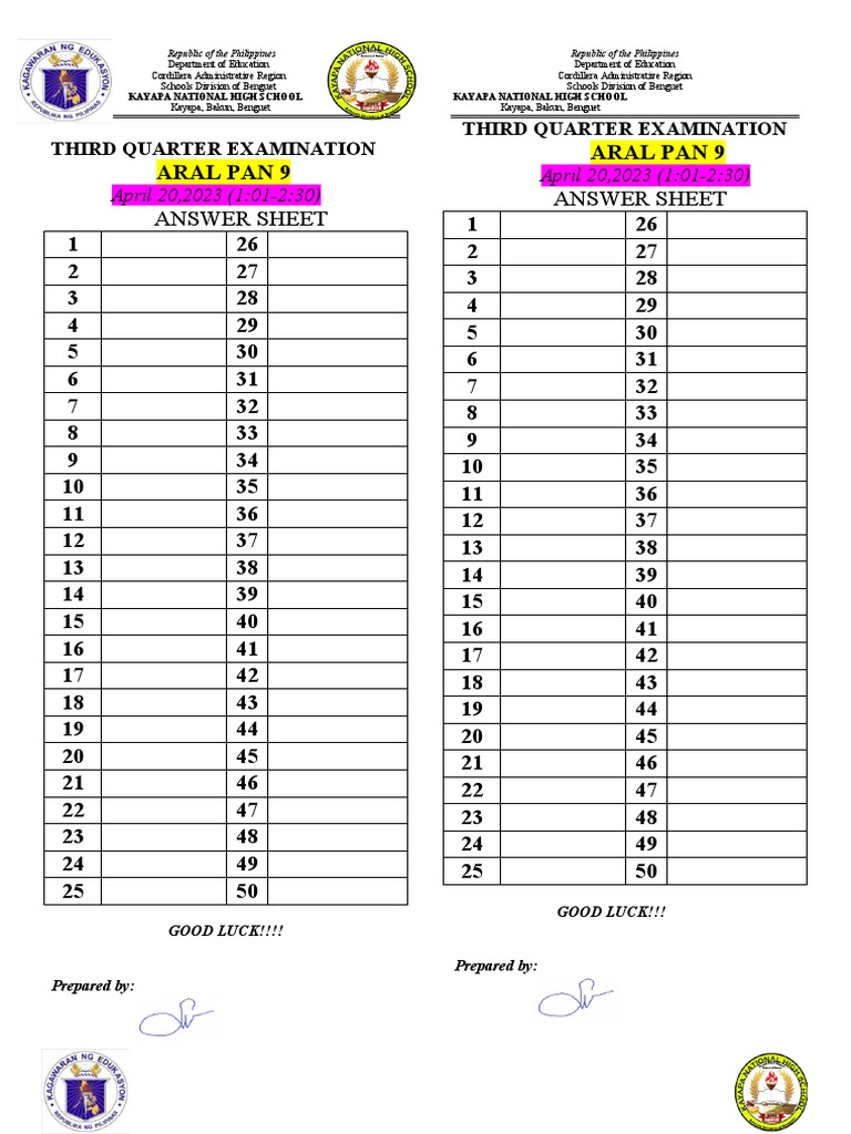 Answer Sheet | PDF | Philippines