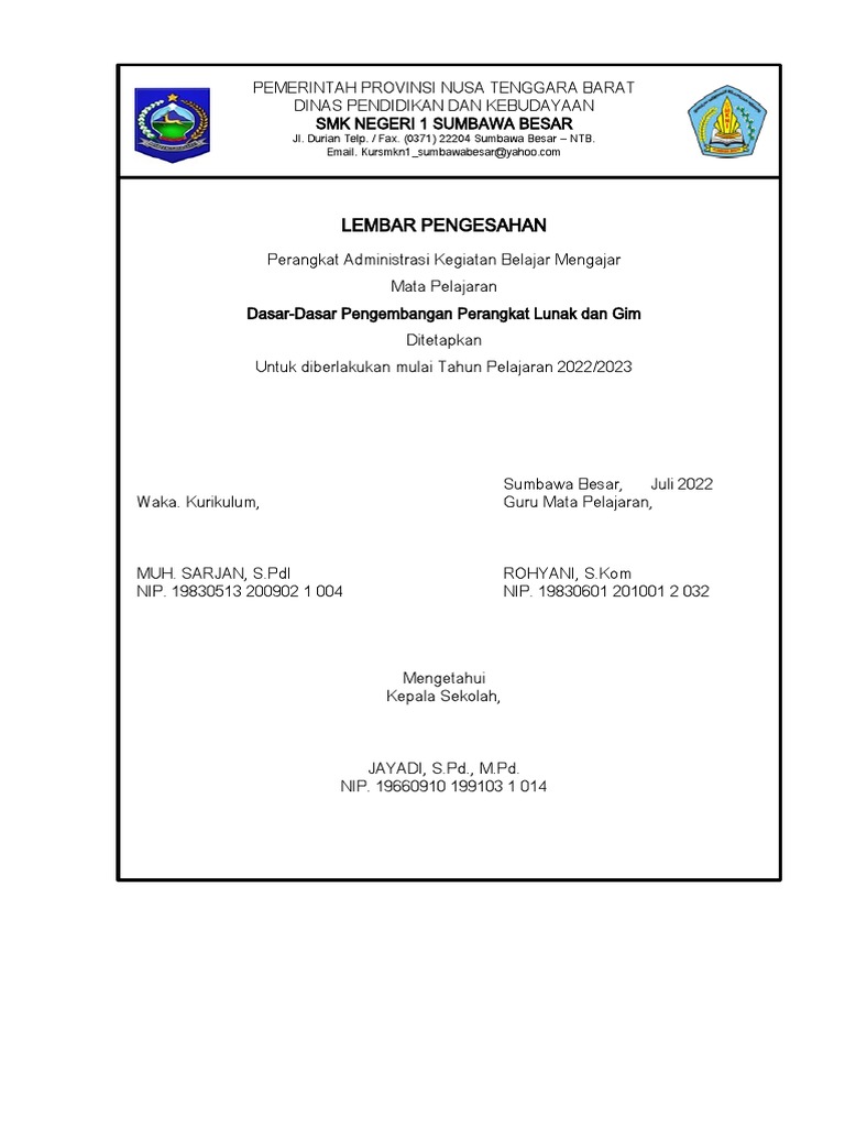 Lembar Pengesahan Admin Guru | PDF