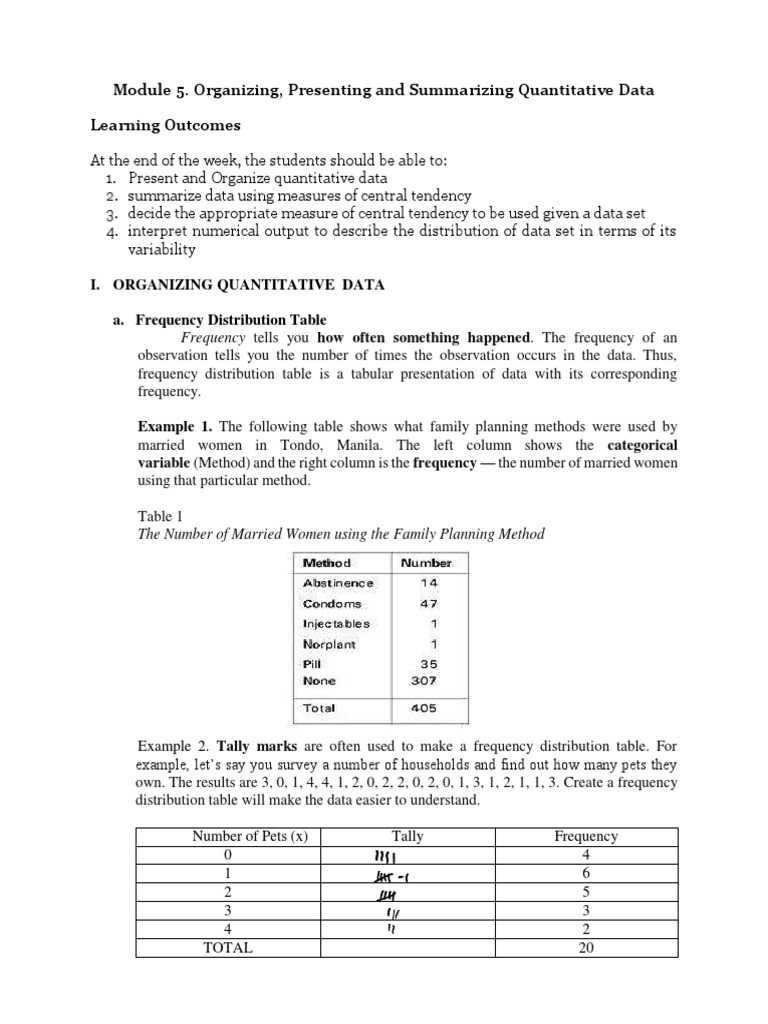 Module 5. Organizing and Summarizing Data | PDF | Sampling (Statistics ...