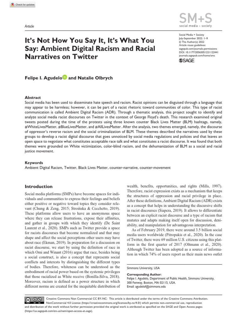 It's Not How You Say It, It's What You Say: Ambient Digital Racism and ...