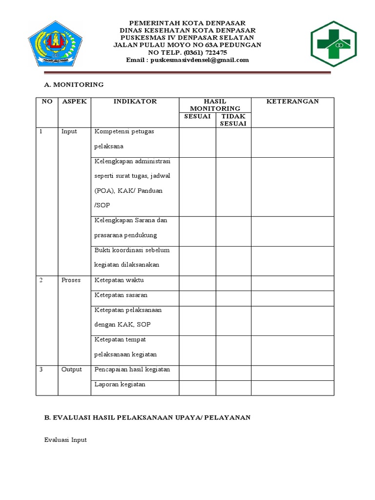 CONTOH Evaluasi Input Proses Output Sebagai RTL Hasil RCA | PDF