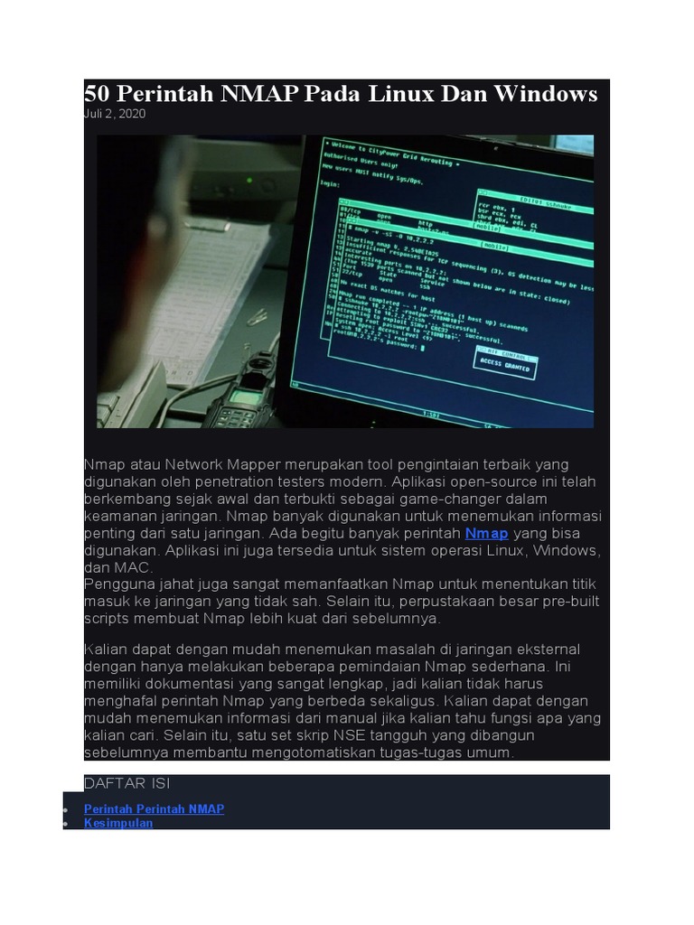 50 Perintah NMAP Pada Linux Dan Windows | PDF