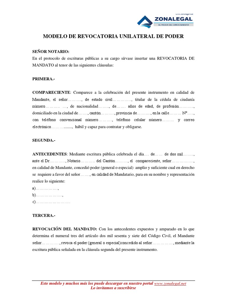 17.57 Modelo de Revocatoria Unilateral de Poder PDF | PDF