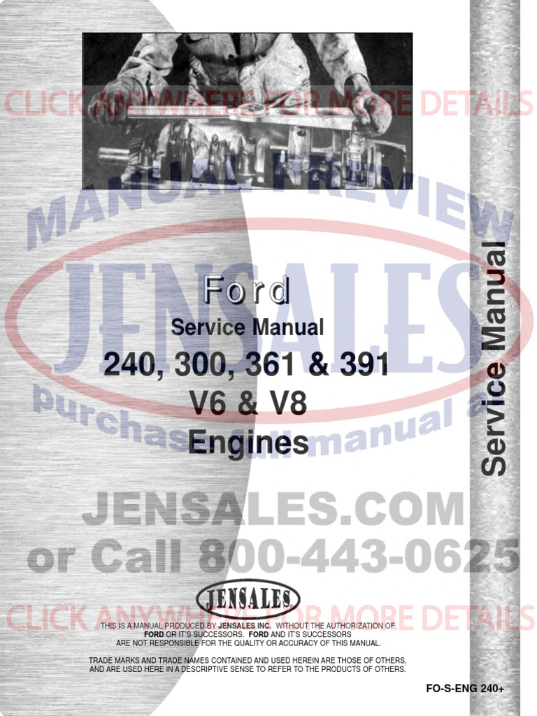 Ford Engine Service Manual Fo S Eng 240 PDF | Download Free PDF | Vehicles | Systems Engineering