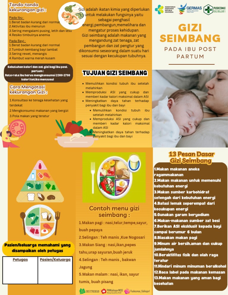 Leaflet Diet Seimbang Post Partum | PDF