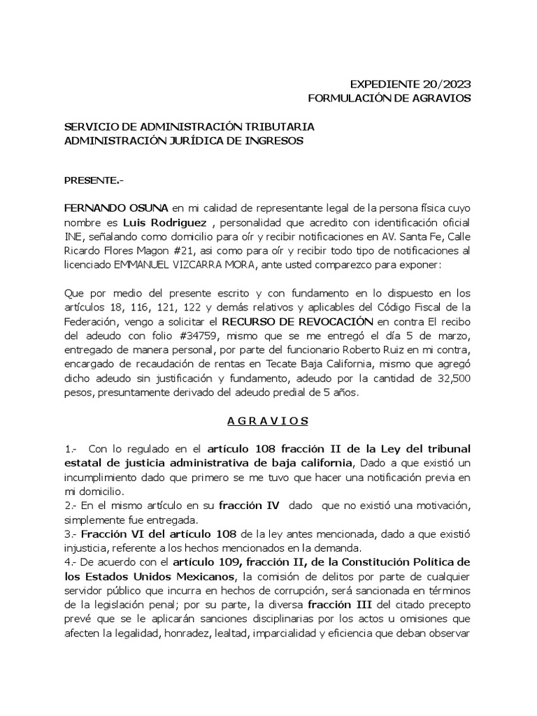 Formulacion de Agravios | PDF | Justicia | Crimen y violencia