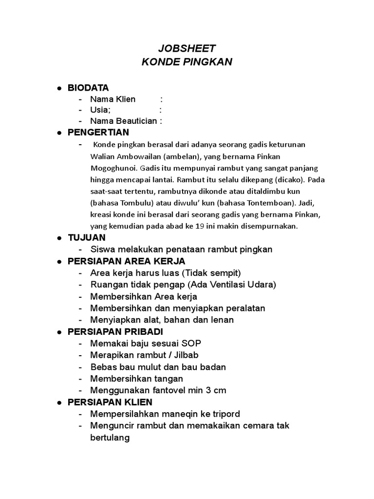 Konde Pingkan: Teknik Penataan Rambut Tradisional | PDF