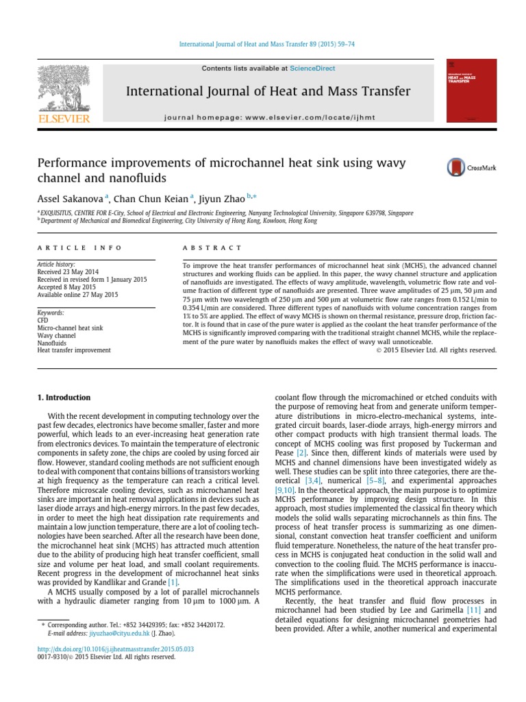 Performance Improvements of Microchannel - Assel Sakanova | PDF | Heat Transfer | Reynolds Number