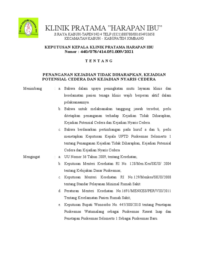 SK & Spo Penanganan KTD, KPC, KNC | PDF