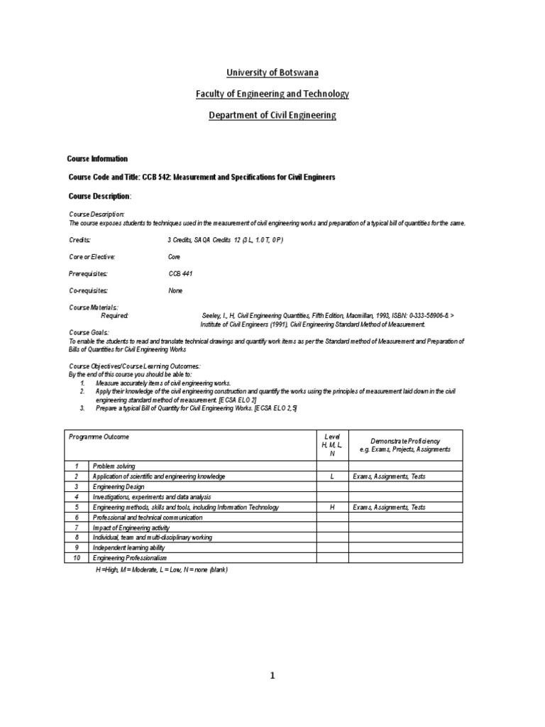 Course Plan 2022 - 2023 PDF | PDF | Engineering | Civil Engineering